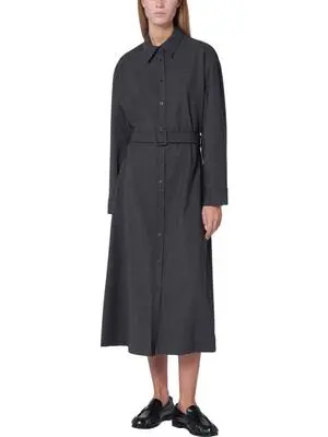 P.a.r.o.s.h Belted Virgin Wool Midi Shirt Dress - Gray