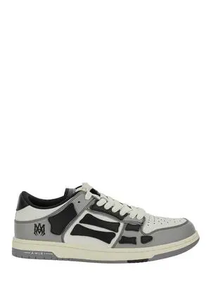 Amiri Grey Leather Sneakers With Logo Patch And Contrast Detailing - Multicolor
