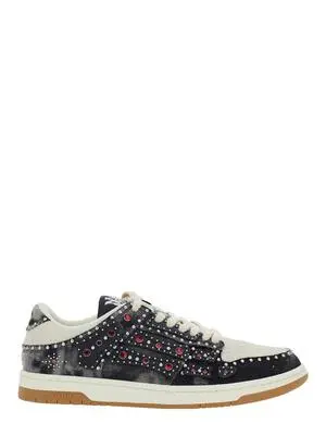 Amiri Embellished Cotton Sneakers With Crystal And Bead Detailing - Multicolor