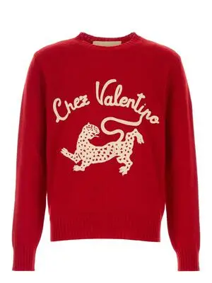 Valentino Garavani Wool Crew Neck Sweater - Red