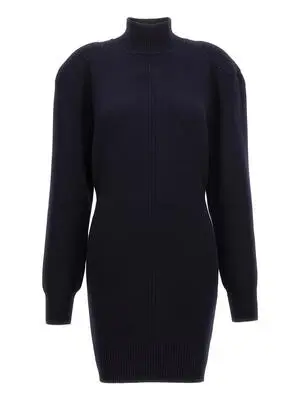 Stella McCartney High Neck Long Sleeve Knit Dress - Blue