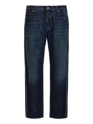 DOLCE & GABBANA Dolce & Gabbana Fringed Stitching Skinny Leg Jeans