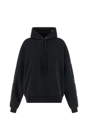 Balenciaga Cursive Logo Embroidered Fleece Hoodie - Black