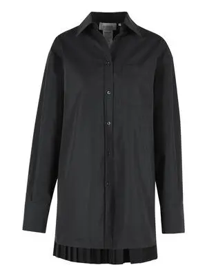 Sportmax Cotton Blend Shirt Dress With Decorative Chain Belt - Black