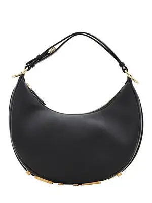 Fendi Small Hobo Bag In Soft Leather With Vintage Gold-finish Metal Lettering - Multicolor