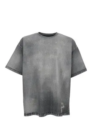 DIESEL® Grey Crew Neck T-shirt With Dropped Shoulders And Faded Effect In Cotton - Multicolor