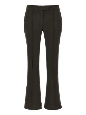 Attico Cropped Flared Wool Gabardine Trousers - Brown