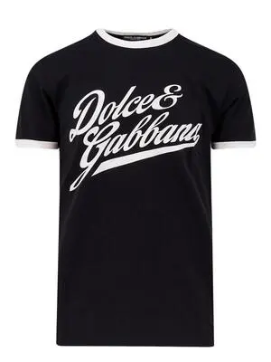 Dolce & Gabbana Cotton T-shirt With Flocked Logo Print - Multicolor