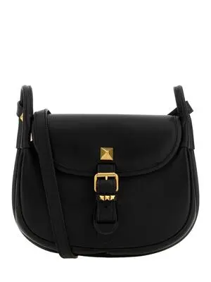 Valentino Garavani Leather Crossbody Bag With Stud Embellishments - Black
