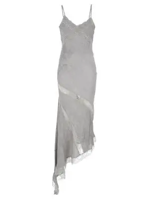 Andamane Rosetta" Long Dress With Thin Straps And Asymmetrical Design - Multicolor