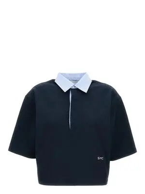 Stella McCartney STELLA MCCARTNEY Cotton Pique Cropped Polo T-Shirt Multicolor