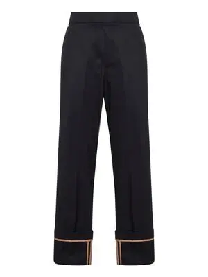 Herno Blue Cotton Gabardine Trousers With Turn-up Hems - Multicolor