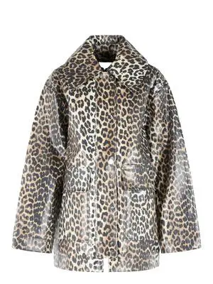 GANNI GANNI Leopard Print Cotton Blend Jacket
