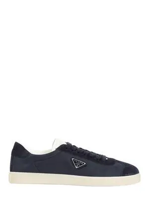 Prada Navy Blue Suede And Nylon Lace-up Sneakers - Multicolor