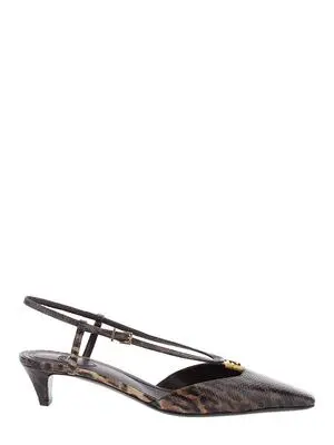 Fendi FENDI Leather Slingback Pumps With Square Toe And Animalier Motif Multicolor