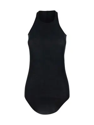 Rick Owens Ribbed U-neck Viscose And Silk Blend Top - Multicolor
