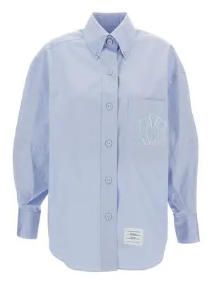 Thom Browne Supersized Long Sleeve Point Collar Shirt - Multicolor