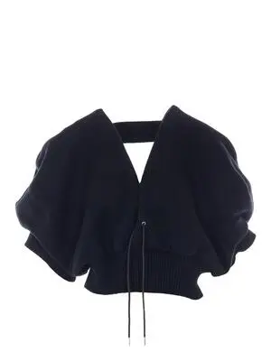 Sacai Knit Pullover With Puffed Sleeves - Black