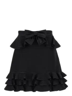 Valentino Garavani Crepe Couture Mini Skirt With Ruffles And Bow Detail - Black