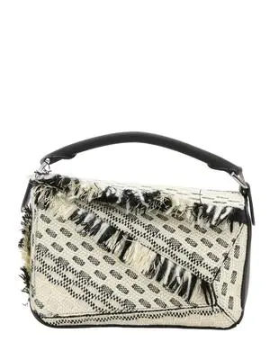 LOEWE LOEWE Two-Tone Fabric Puzzle Handbag With Fringe Detail
