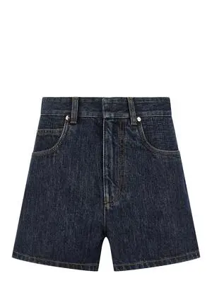 Fendi Ff Padded Denim Shorts - Blue