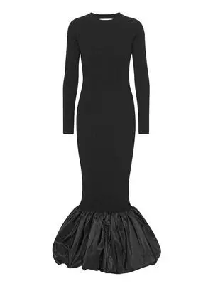 ROTATE BY BIRGER CHRISTENSEN Knit Maxi Dress With Ruffled Hem - Black