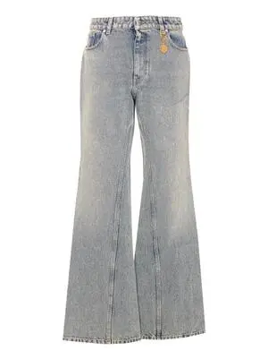 Stella McCartney Bootcut Delave Vintage Jeans With Chain Detail - Blue