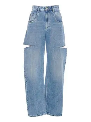 MAISON MARGIELA Cut-out Distressed Baggy Fit Jeans - Blue