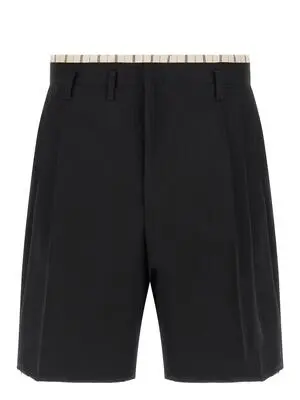 MAISON MARGIELA Wool Bermuda Shorts With Striped Lining Insert - Black