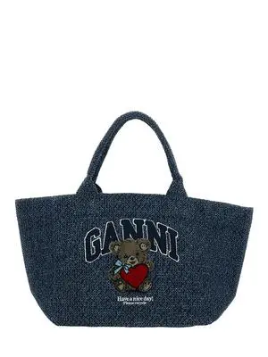 GANNI Tote Bag With Teddy Bear Applique - Multicolor