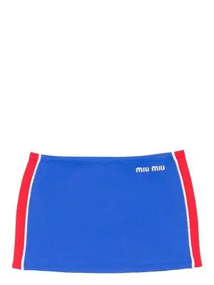 Miu Miu Straight Skirt With Side Stripe Detail - Blue