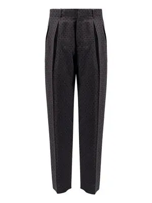 Dior Virgin Wool And Alpaca Jacquard Trousers With Polka Dots - Multicolor