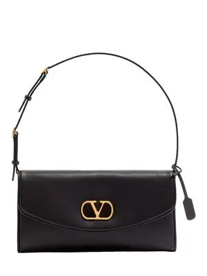 Valentino Garavani Leather Shoulder Bag With Metal Vlogo Signature - Multicolor