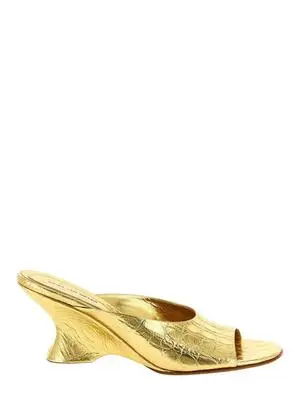 Dries Van Noten Metallic Leather Open-toe Mules - Silver