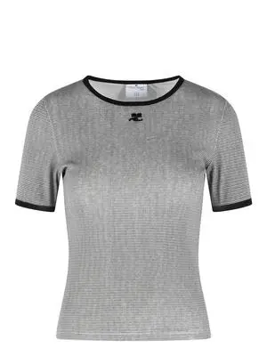 COURREGES Cotton T-shirt With Embroidered Logo - Gray
