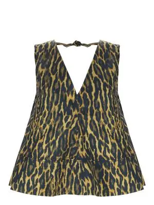 GANNI Leopard Print Top - Multicolor