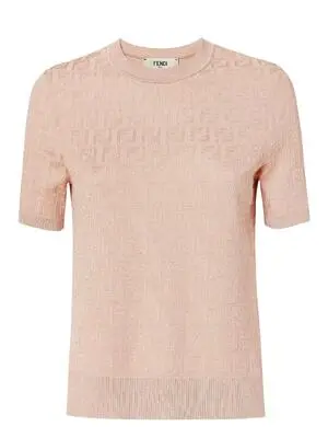 Fendi Ff All-over Motif Ribbed Knit Sweater - Multicolor