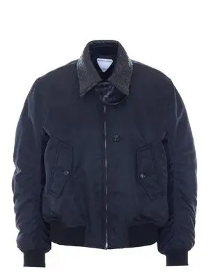 Bottega Veneta Bottega Veneta Padded Bomber With Intrecciato Collar Black