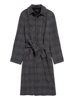 Balenciaga Wool Coat With Removable Belt - Multicolor