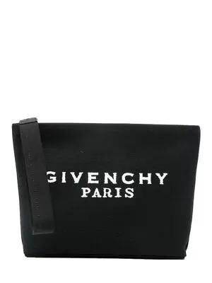 Givenchy Logo Wrist Strap Zip Fastening Clutch Bag - Black