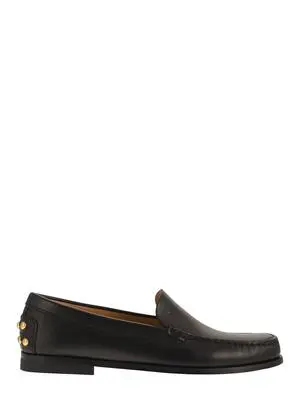 TOD'S Embossed Monogram Calfskin Leather Loafers - Black