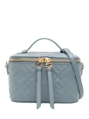 Fendi Quilted Ff Logo Top Handle Bag - Blue