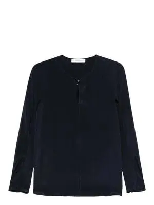 Max Mara Max Mara Silk Blouse With Slit Cuffs Blue