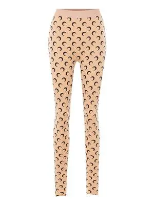 MARINE SERRE Recycled Moon Jersey Stirrup Leggings Cream