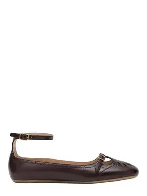 Chloé Leather Ballerinas With Gold Buckles - Purple