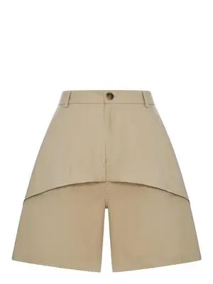 Loewe X Paula's Ibiza Lightweight Cotton Shorts With Asymmetric Panel Construction - Cream