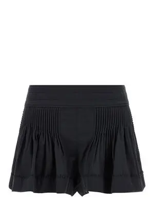 Isabel Marant Étoile Cybila Pleated Cotton Shorts - Black