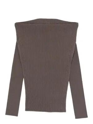 Rick Owens Ribbed Knit Off-shoulder Sweater - Multicolor