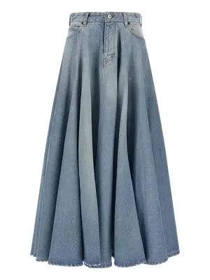 Balenciaga Godet Midi Skirt - Blue