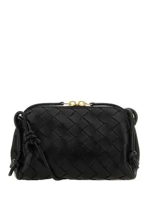 Bottega Veneta Lambskin Concert Crossbody Bag - Black